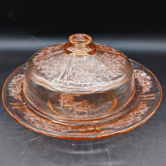 federal glass | Dining | Sharon Pattern Pink Depression Glass Butter ...